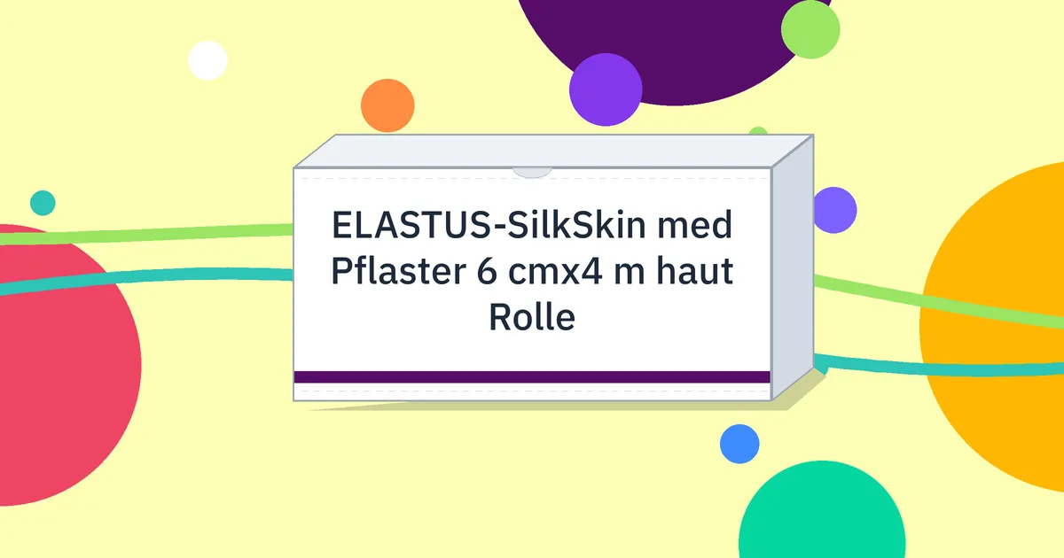 Symbolbild: Packung mit der Aufschrift ELASTUS-SilkSkin med Pflaster 6 cmx4 m haut Rolle (PZN 12855480) – Verfügbarkeit und Bezug in Apotheken in Frankfurt am Main