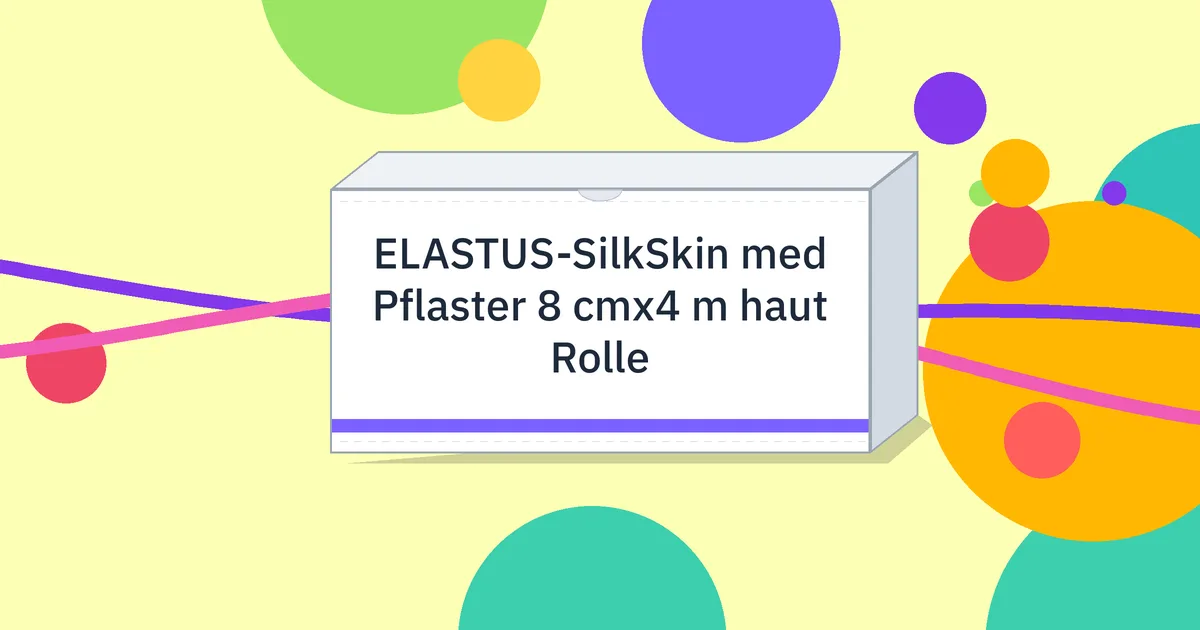 Symbolbild: Packung mit der Aufschrift ELASTUS-SilkSkin med Pflaster 8 cmx4 m haut Rolle (PZN 12855497) – Verfügbarkeit und Bezug in Apotheken in Frankfurt am Main