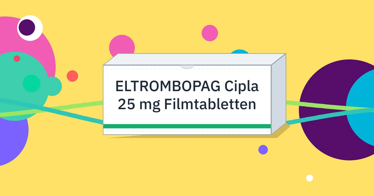 Symbolbild: Packung mit der Aufschrift ELTROMBOPAG Cipla 25 mg Filmtabletten (PZN 20002308) – Verfügbarkeit und Bezug in Apotheken in Frankfurt am Main