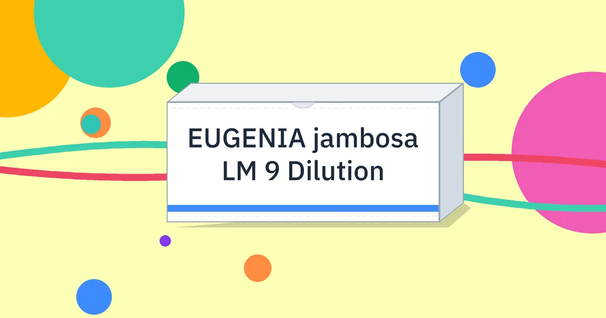 Symbolbild: Packung mit der Aufschrift EUGENIA jambosa LM 9 Dilution (PZN 13480869) – Verfügbarkeit und Bezug in Apotheken in Frankfurt am Main