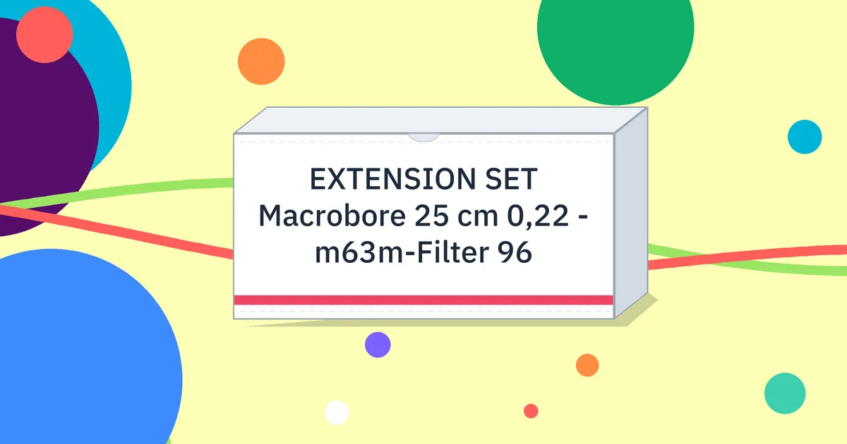 Symbolbild: Packung mit der Aufschrift EXTENSION SET Macrobore 25 cm 0,22 -m63m-Filter 96 (PZN 18837224) – Verfügbarkeit und Bezug in Apotheken in Frankfurt am Main