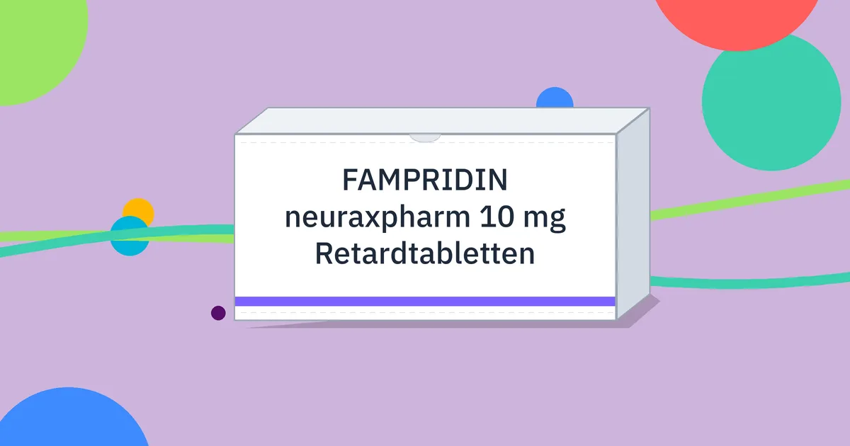 Symbolbild: Packung mit der Aufschrift FAMPRIDIN neuraxpharm 10 mg Retardtabletten (PZN 17579180) – Verfügbarkeit und Bezug in Apotheken in Frankfurt am Main