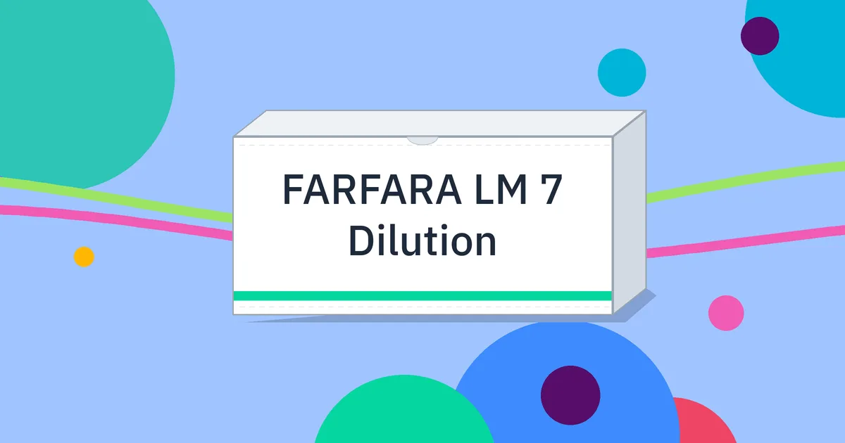 Symbolbild: Packung mit der Aufschrift FARFARA LM 7 Dilution (PZN 13487340) – Verfügbarkeit und Bezug in Apotheken in Frankfurt am Main