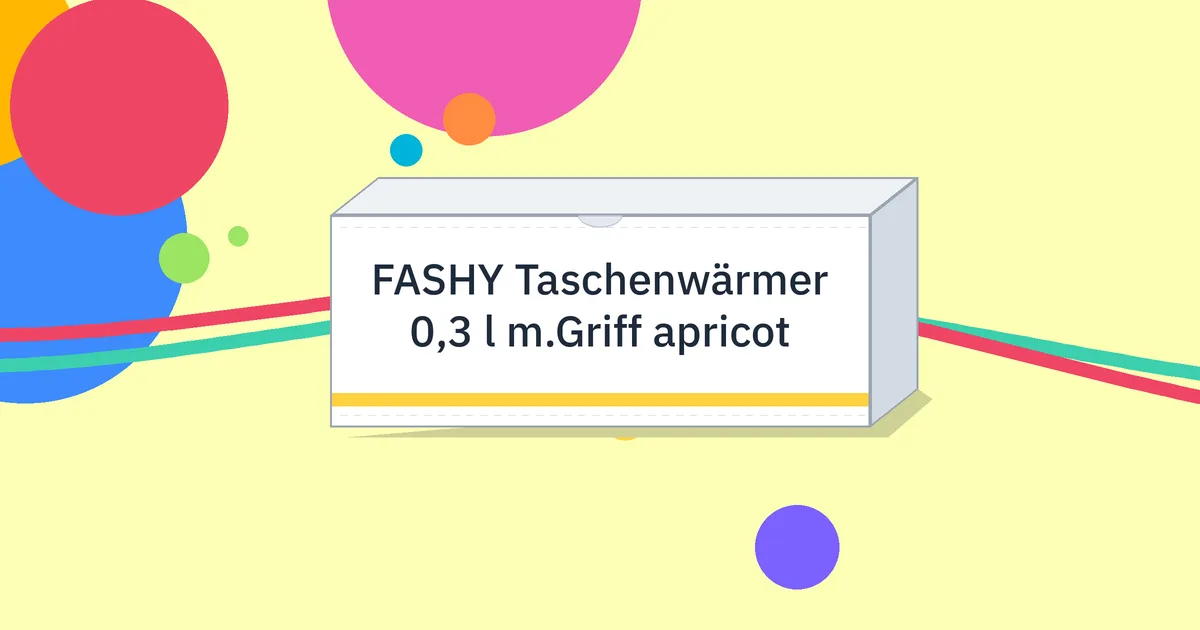 Symbolbild: Packung mit der Aufschrift FASHY Taschenwärmer 0,3 l m.Griff apricot (PZN 20351782) – Verfügbarkeit und Bezug in Apotheken in Frankfurt am Main