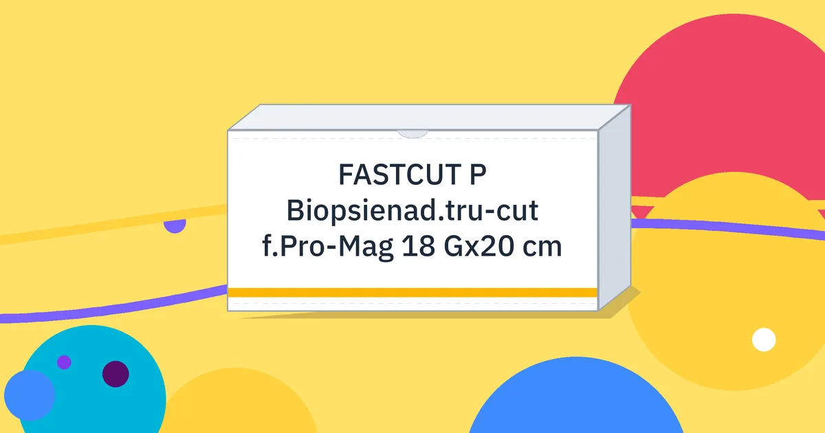 Symbolbild: Packung mit der Aufschrift FASTCUT P Biopsienad.tru-cut f.Pro-Mag 18 Gx20 cm (PZN 16087457) – Verfügbarkeit und Bezug in Apotheken in Frankfurt am Main