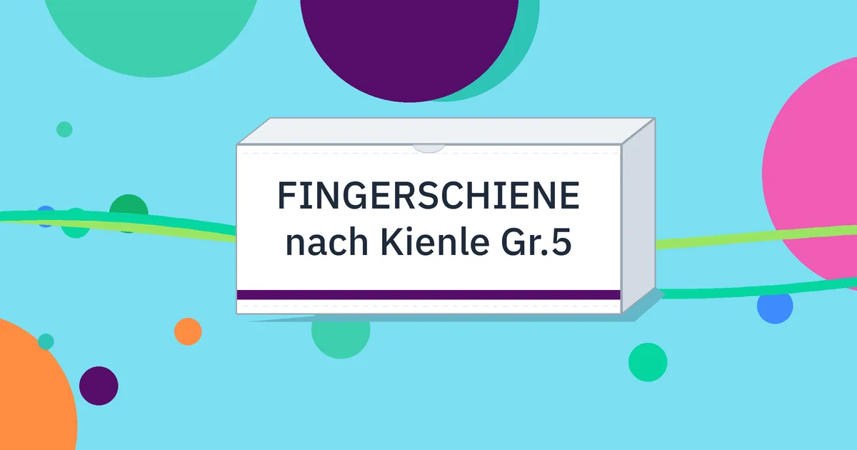 Symbolbild: Packung mit der Aufschrift FINGERSCHIENE nach Kienle Gr.5 (PZN 07004952) – Verfügbarkeit und Bezug in Apotheken in Frankfurt am Main