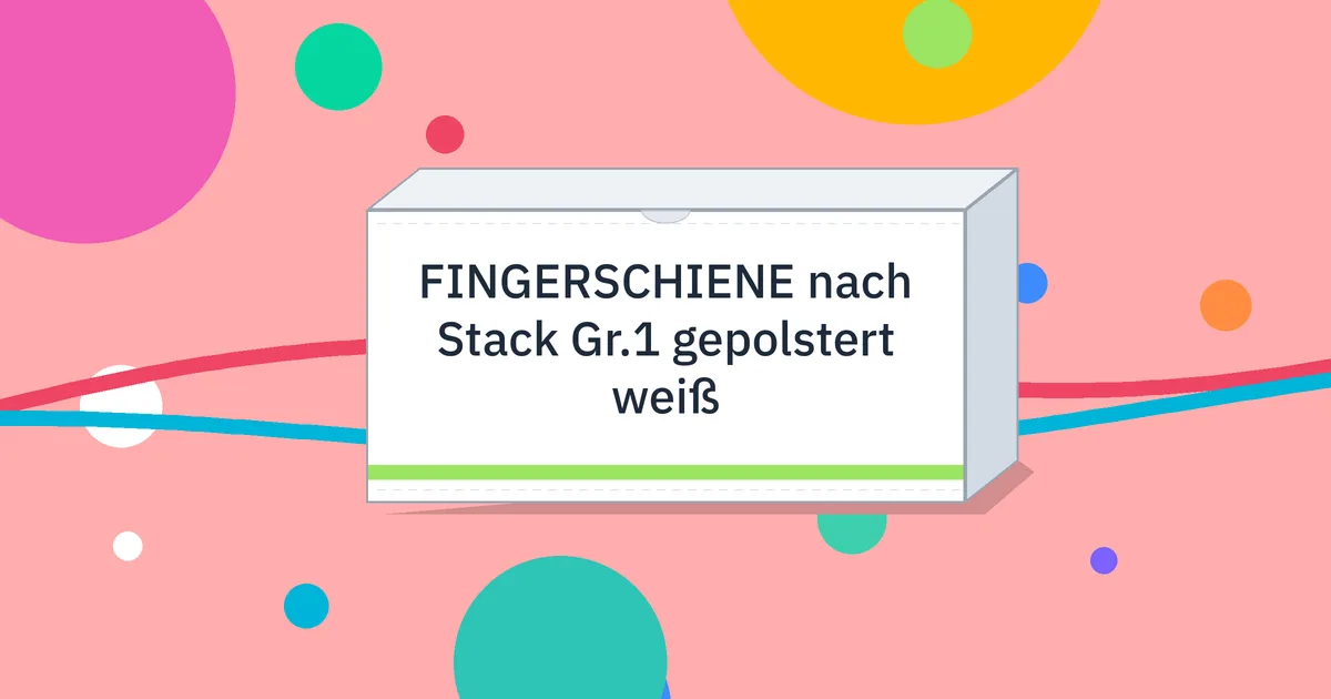 Symbolbild: Packung mit der Aufschrift FINGERSCHIENE nach Stack Gr.1 gepolstert weiß (PZN 07017021) – Verfügbarkeit und Bezug in Apotheken in Frankfurt am Main