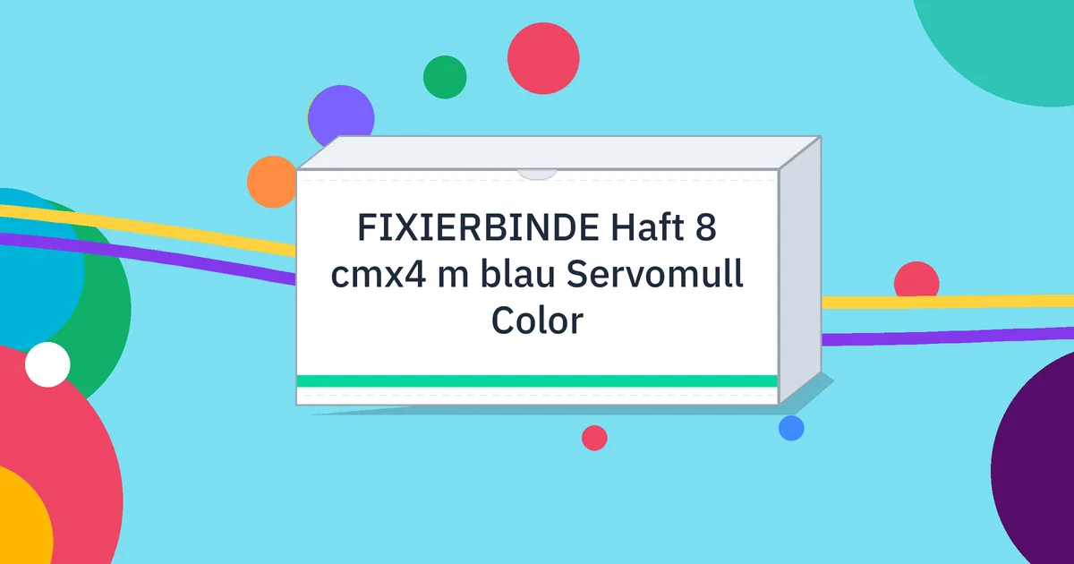 Symbolbild: Packung mit der Aufschrift FIXIERBINDE Haft 8 cmx4 m blau Servomull Color (PZN 04761612) – Verfügbarkeit und Bezug in Apotheken in Frankfurt am Main