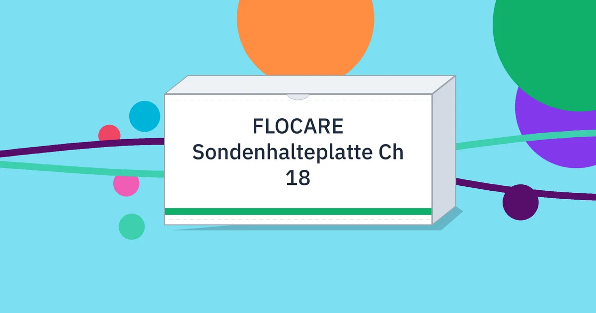 Symbolbild: Packung mit der Aufschrift FLOCARE Sondenhalteplatte Ch 18 (PZN 07462548) – Verfügbarkeit und Bezug in Apotheken in Frankfurt am Main