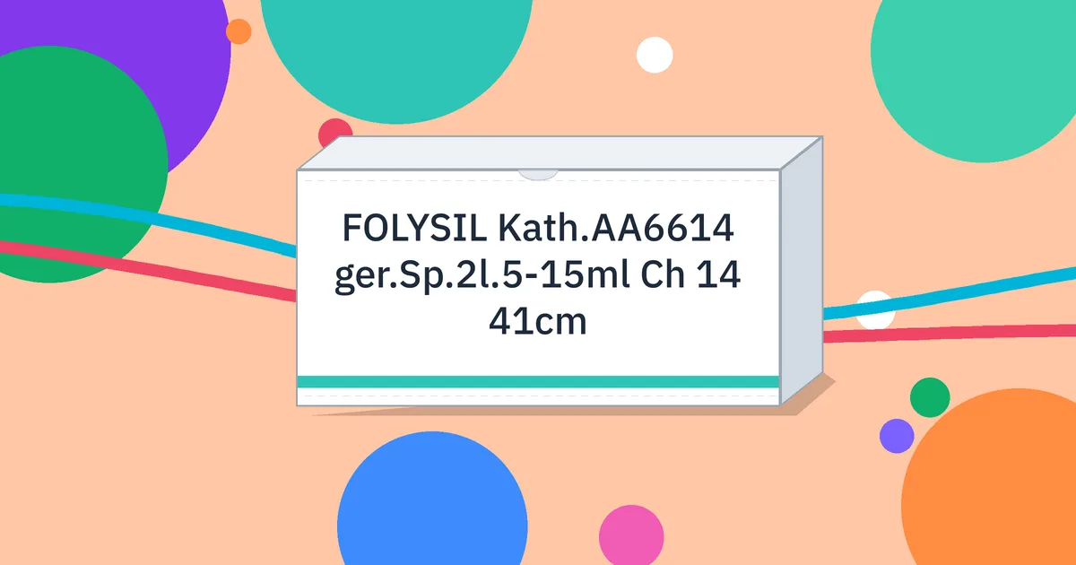 Symbolbild: Packung mit der Aufschrift FOLYSIL Kath.AA6614 ger.Sp.2l.5-15ml Ch 14 41cm (PZN 00151868) – Verfügbarkeit und Bezug in Apotheken in Frankfurt am Main