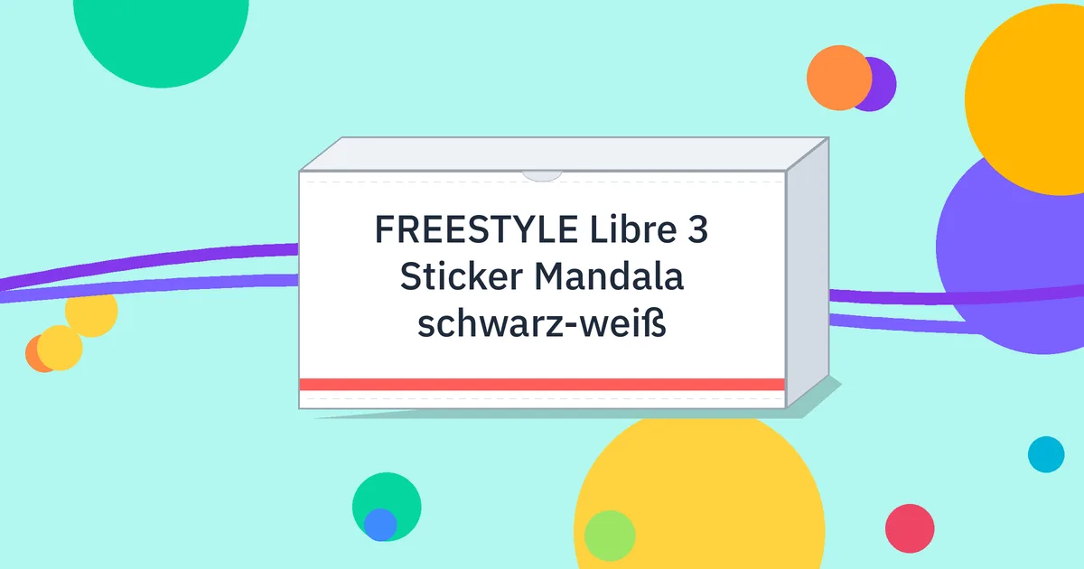 Symbolbild: Packung mit der Aufschrift FREESTYLE Libre 3 Sticker Mandala schwarz-weiß (PZN 18177153) – Verfügbarkeit und Bezug in Apotheken in Frankfurt am Main