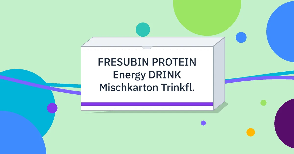 Symbolbild: Packung mit der Aufschrift FRESUBIN PROTEIN Energy DRINK Mischkarton Trinkfl. (PZN 00962762) – Verfügbarkeit und Bezug in Apotheken in Frankfurt am Main