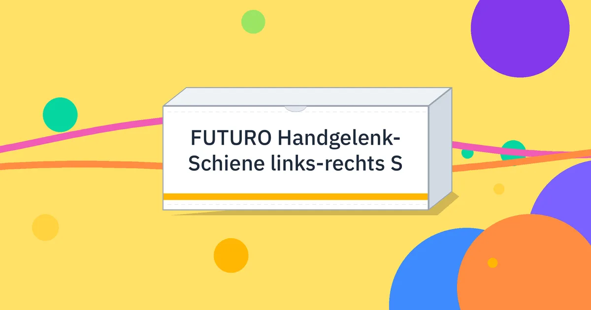Symbolbild: Packung mit der Aufschrift FUTURO Handgelenk-Schiene links-rechts S (PZN 04536401) – Verfügbarkeit und Bezug in Apotheken in Frankfurt am Main