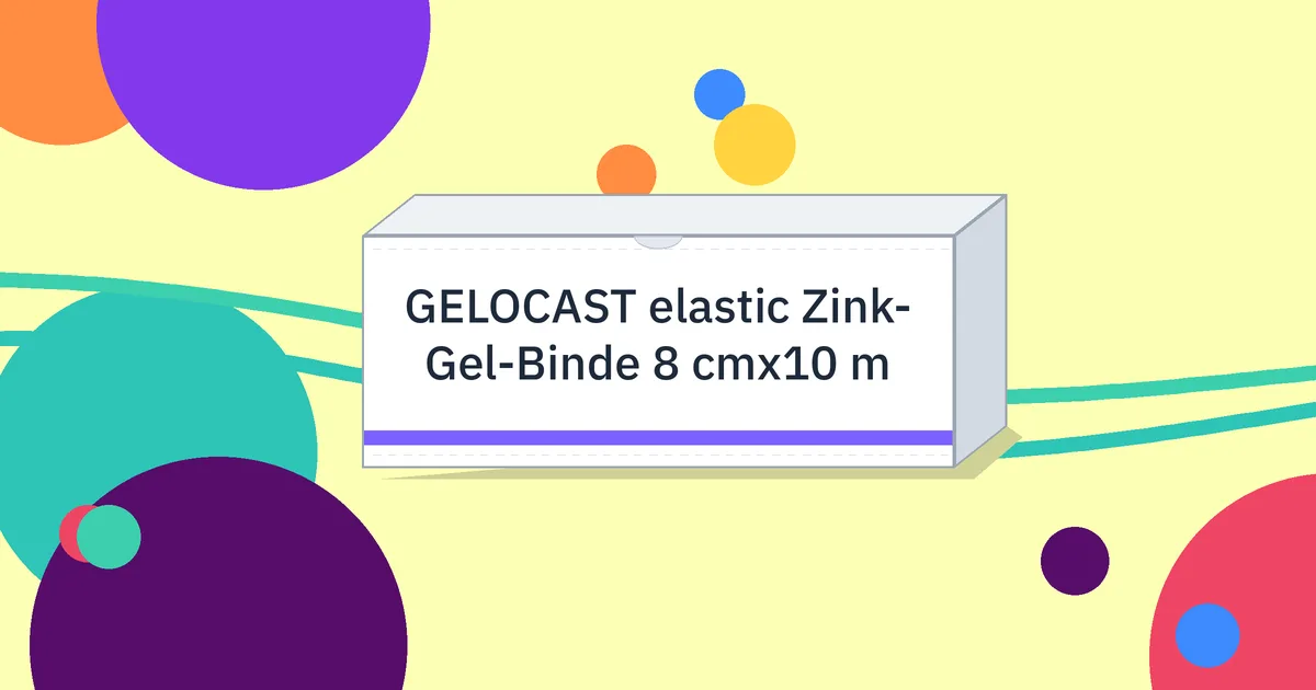 Symbolbild: Packung mit der Aufschrift GELOCAST elastic Zink-Gel-Binde 8 cmx10 m (PZN 15316453) – Verfügbarkeit und Bezug in Apotheken in Frankfurt am Main