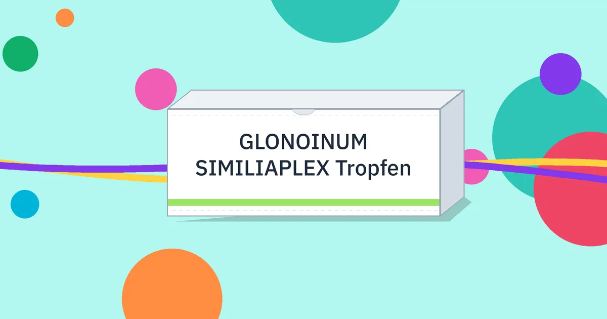 Symbolbild: Packung mit der Aufschrift GLONOINUM SIMILIAPLEX Tropfen (PZN 03833781) – Verfügbarkeit und Bezug in Apotheken in Frankfurt am Main