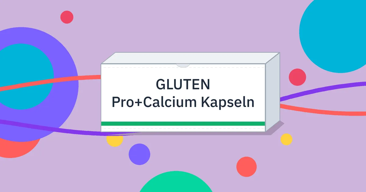 Symbolbild: Packung mit der Aufschrift GLUTEN Pro+Calcium Kapseln (PZN 19875066) – Verfügbarkeit und Bezug in Apotheken in Frankfurt am Main