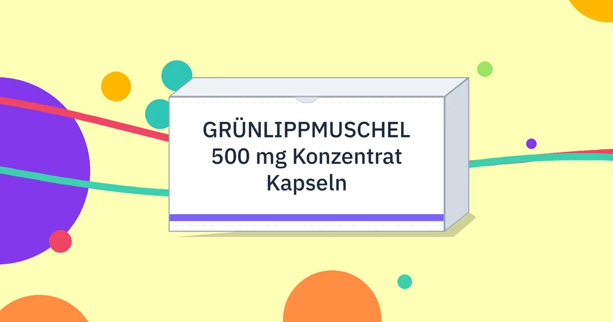 Symbolbild: Packung mit der Aufschrift GRÜNLIPPMUSCHEL 500 mg Konzentrat Kapseln (PZN 10934519) – Verfügbarkeit und Bezug in Apotheken in Frankfurt am Main