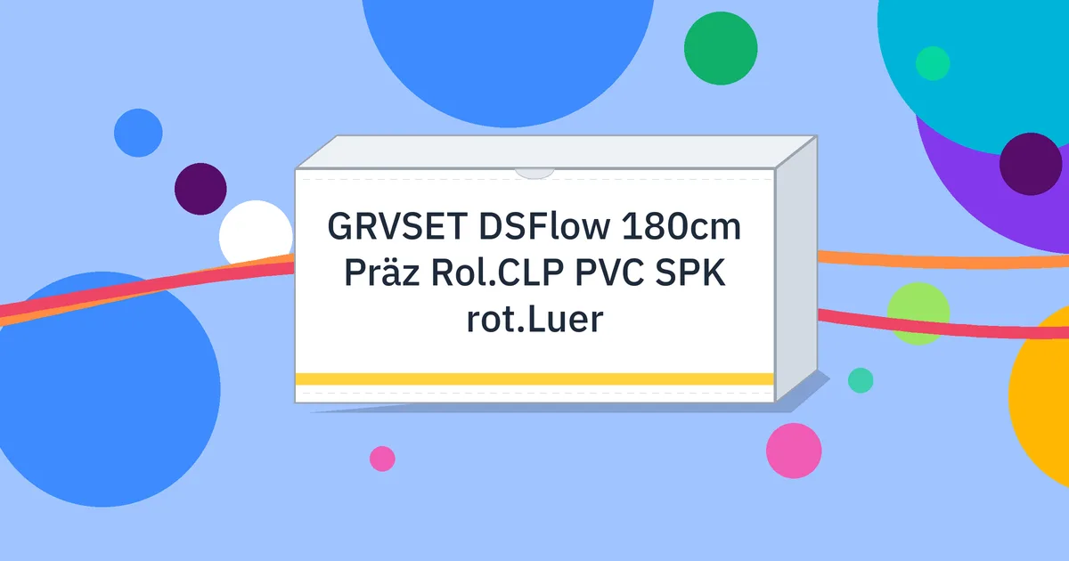 Symbolbild: Packung mit der Aufschrift GRVSET DSFlow 180cm Präz Rol.CLP PVC SPK rot.Luer (PZN 17898117) – Verfügbarkeit und Bezug in Apotheken in Frankfurt am Main