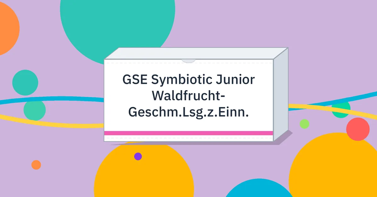 Symbolbild: Packung mit der Aufschrift GSE Symbiotic Junior Waldfrucht-Geschm.Lsg.z.Einn. (PZN 16351345) – Verfügbarkeit und Bezug in Apotheken in Frankfurt am Main