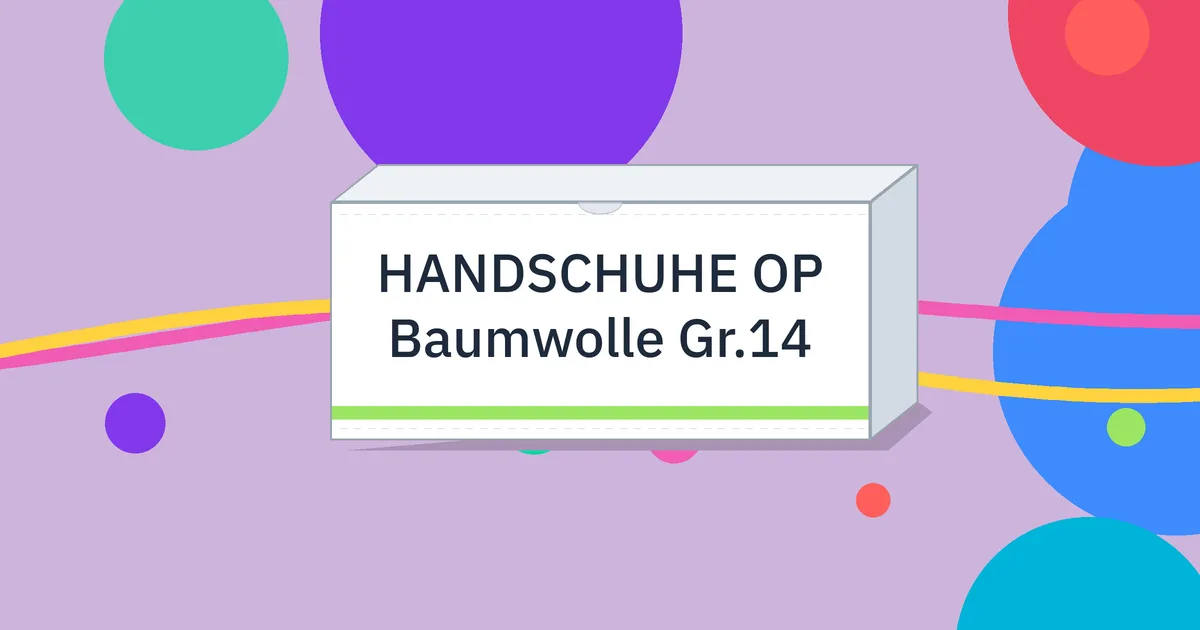 Symbolbild: Packung mit der Aufschrift HANDSCHUHE OP Baumwolle Gr.14 (PZN 03401308) – Verfügbarkeit und Bezug in Apotheken in Frankfurt am Main