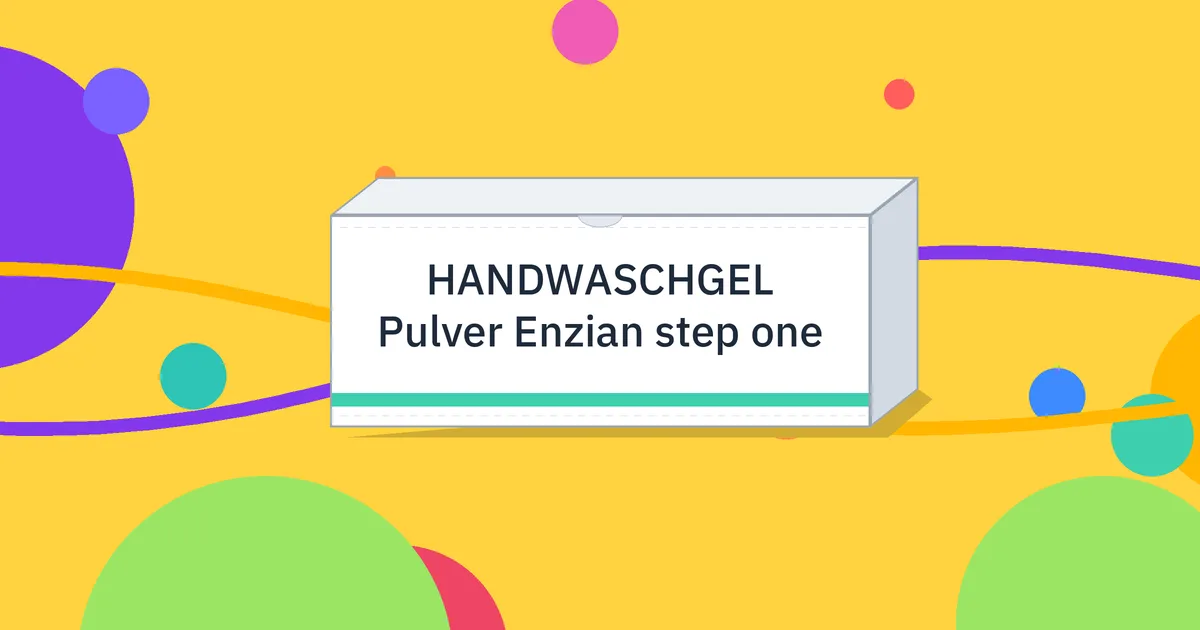 Symbolbild: Packung mit der Aufschrift HANDWASCHGEL Pulver Enzian step one (PZN 18768291) – Verfügbarkeit und Bezug in Apotheken in Frankfurt am Main