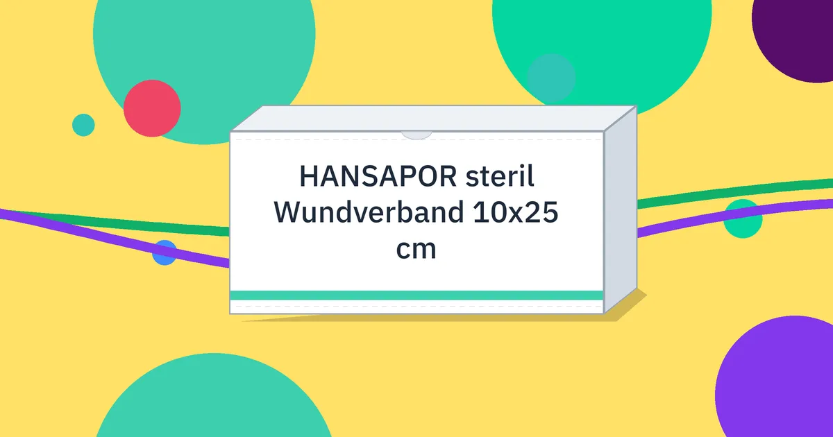 Symbolbild: Packung mit der Aufschrift HANSAPOR steril Wundverband 10x25 cm (PZN 09488664) – Verfügbarkeit und Bezug in Apotheken in Frankfurt am Main