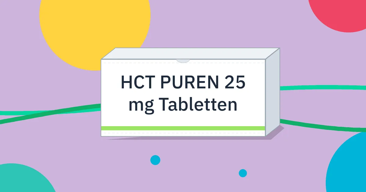 Symbolbild: Packung mit der Aufschrift HCT PUREN 25 mg Tabletten (PZN 16583914) – Verfügbarkeit und Bezug in Apotheken in Frankfurt am Main