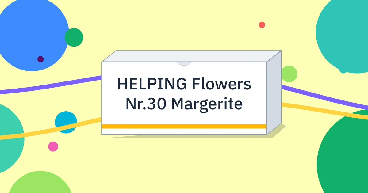 Symbolbild: Packung mit der Aufschrift HELPING Flowers Nr.30 Margerite (PZN 12499938) – Verfügbarkeit und Bezug in Apotheken in Frankfurt am Main