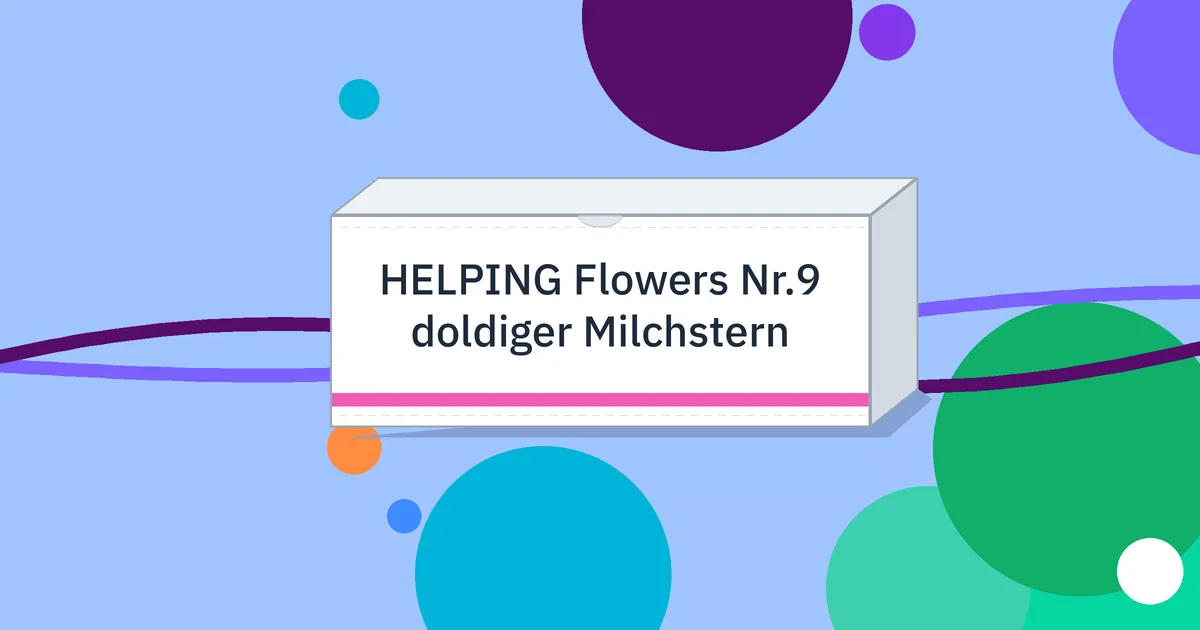 Symbolbild: Packung mit der Aufschrift HELPING Flowers Nr.9 doldiger Milchstern (PZN 12499660) – Verfügbarkeit und Bezug in Apotheken in Frankfurt am Main