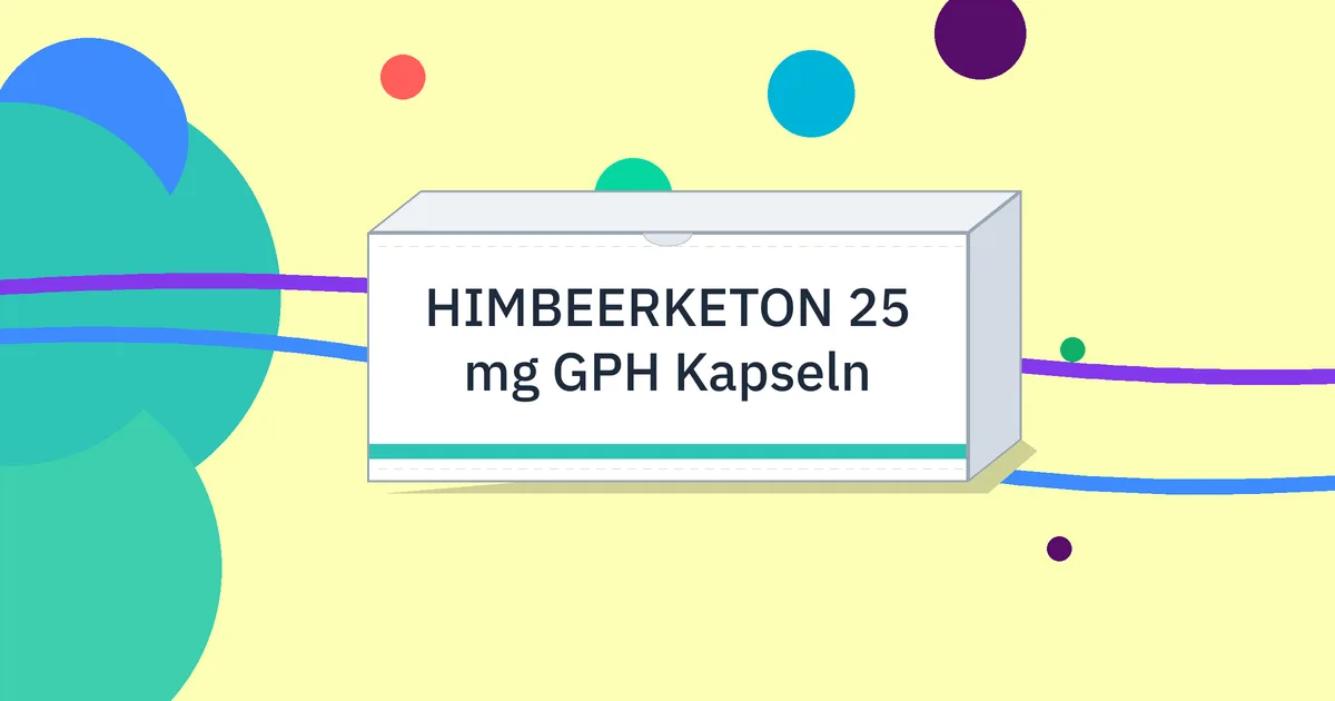 Symbolbild: Packung mit der Aufschrift HIMBEERKETON 25 mg GPH Kapseln (PZN 10977434) – Verfügbarkeit und Bezug in Apotheken in Frankfurt am Main