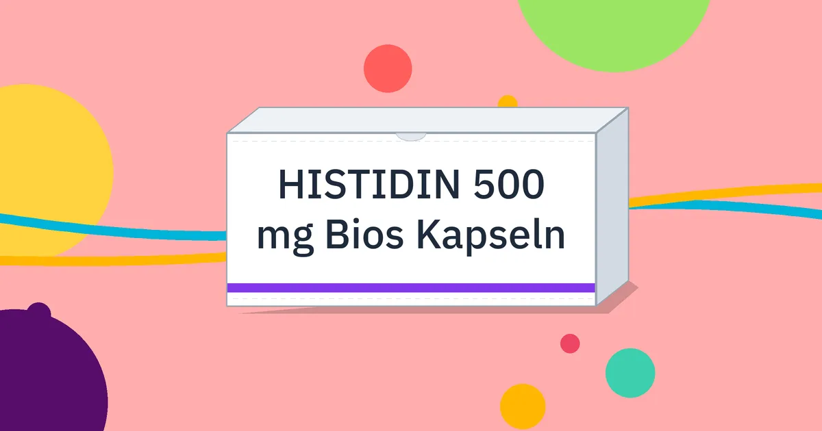 Symbolbild: Packung mit der Aufschrift HISTIDIN 500 mg Bios Kapseln (PZN 10523383) – Verfügbarkeit und Bezug in Apotheken in Frankfurt am Main