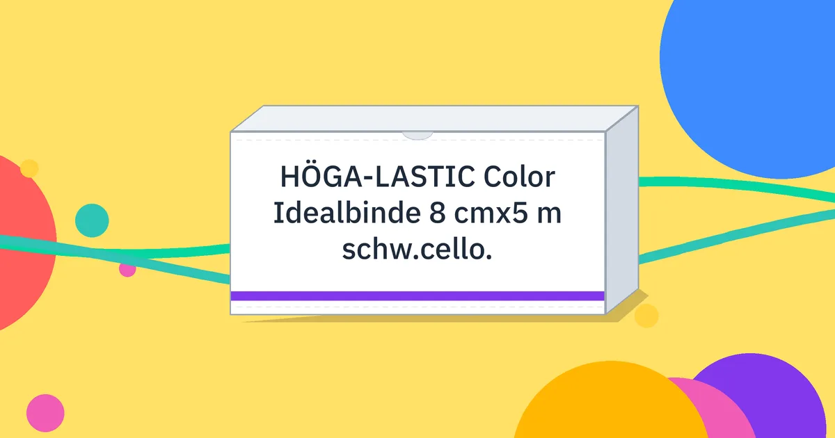 Symbolbild: Packung mit der Aufschrift HÖGA-LASTIC Color Idealbinde 8 cmx5 m schw.cello. (PZN 10917900) – Verfügbarkeit und Bezug in Apotheken in Frankfurt am Main