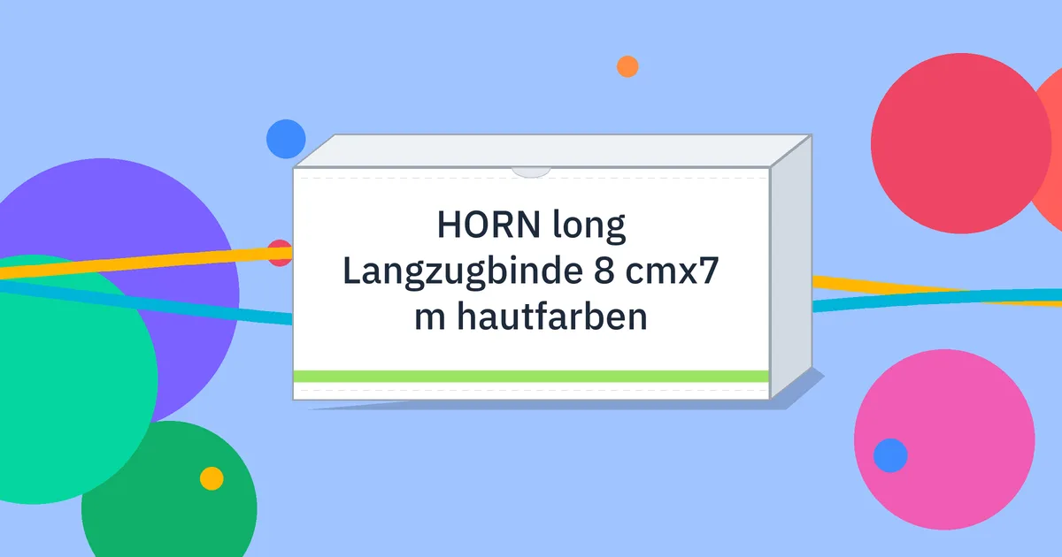 Symbolbild: Packung mit der Aufschrift HORN long Langzugbinde 8 cmx7 m hautfarben (PZN 04636516) – Verfügbarkeit und Bezug in Apotheken in Frankfurt am Main