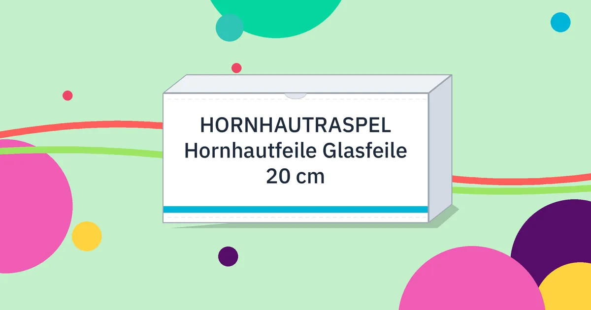 Symbolbild: Packung mit der Aufschrift HORNHAUTRASPEL Hornhautfeile Glasfeile 20 cm (PZN 11024021) – Verfügbarkeit und Bezug in Apotheken in Frankfurt am Main