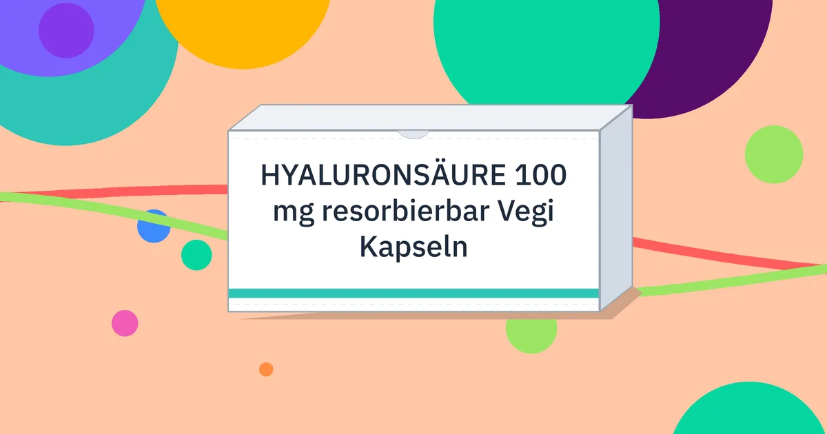 Symbolbild: Packung mit der Aufschrift HYALURONSÄURE 100 mg resorbierbar Vegi Kapseln (PZN 15245799) – Verfügbarkeit und Bezug in Apotheken in Frankfurt am Main