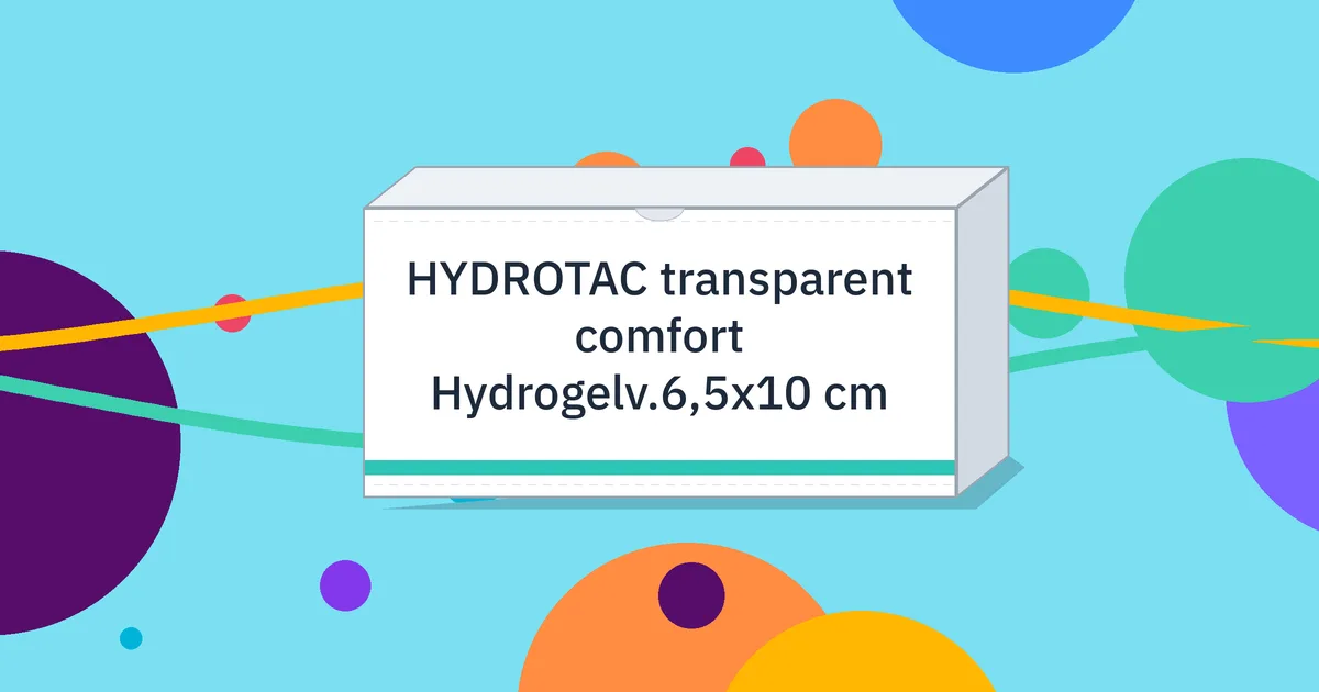 Symbolbild: Packung mit der Aufschrift HYDROTAC transparent comfort Hydrogelv.6,5x10 cm (PZN 12801768) – Verfügbarkeit und Bezug in Apotheken in Frankfurt am Main