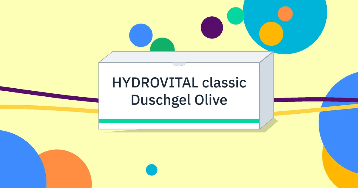 Symbolbild: Packung mit der Aufschrift HYDROVITAL classic Duschgel Olive (PZN 18303095) – Verfügbarkeit und Bezug in Apotheken in Frankfurt am Main