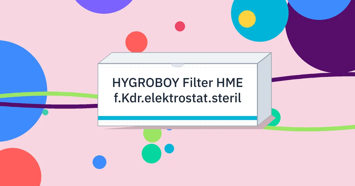 Symbolbild: Packung mit der Aufschrift HYGROBOY Filter HME f.Kdr.elektrostat.steril (PZN 20112190) – Verfügbarkeit und Bezug in Apotheken in Frankfurt am Main