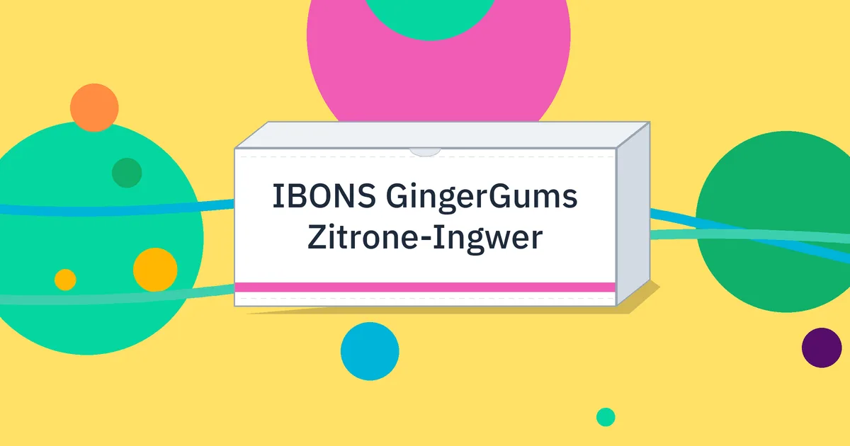 Symbolbild: Packung mit der Aufschrift IBONS GingerGums Zitrone-Ingwer (PZN 18085994) – Verfügbarkeit und Bezug in Apotheken in Frankfurt am Main