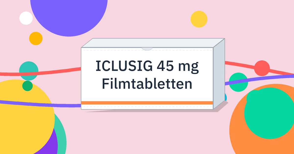 Symbolbild: Packung mit der Aufschrift ICLUSIG 45 mg Filmtabletten (PZN 19911307) – Verfügbarkeit und Bezug in Apotheken in Frankfurt am Main