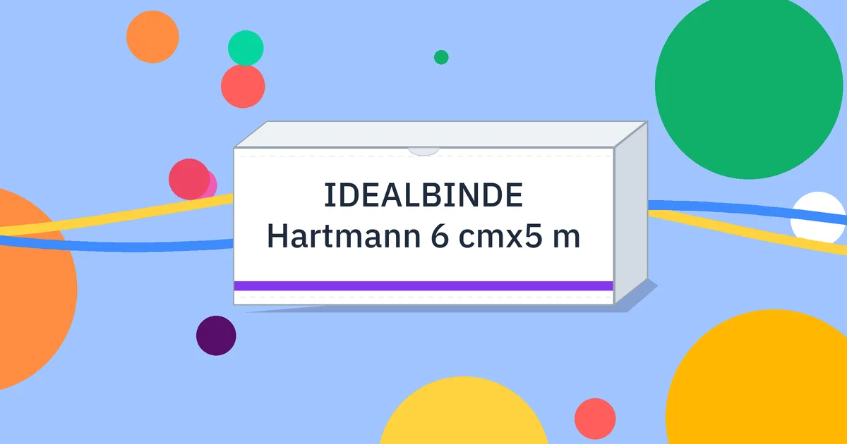 Symbolbild: Packung mit der Aufschrift IDEALBINDE Hartmann 6 cmx5 m (PZN 19063693) – Verfügbarkeit und Bezug in Apotheken in Frankfurt am Main