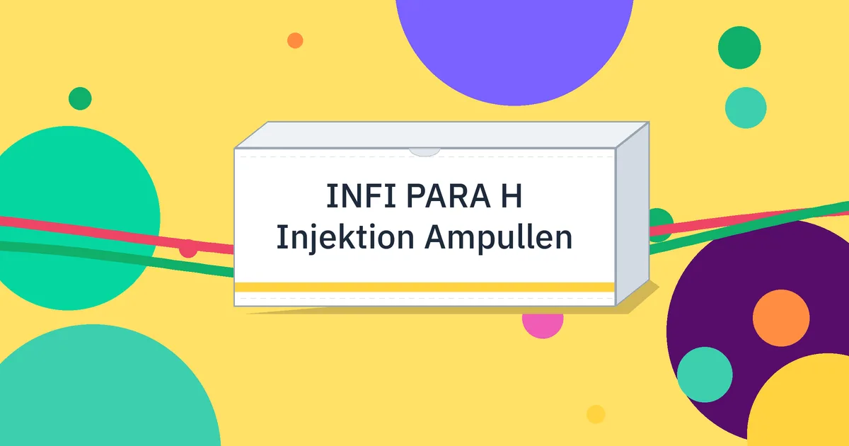Symbolbild: Packung mit der Aufschrift INFI PARA H Injektion Ampullen (PZN 01044749) – Verfügbarkeit und Bezug in Apotheken in Frankfurt am Main