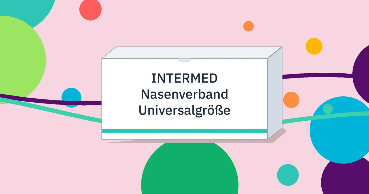 Symbolbild: Packung mit der Aufschrift INTERMED Nasenverband Universalgröße (PZN 02741516) – Verfügbarkeit und Bezug in Apotheken in Frankfurt am Main