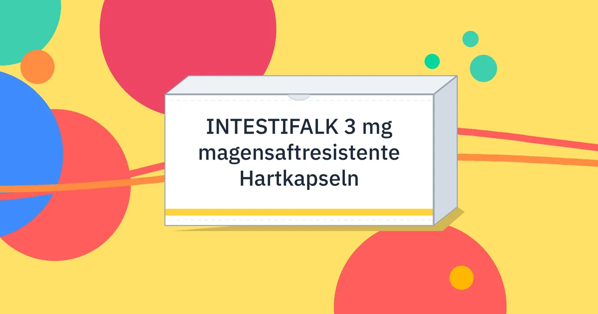 Symbolbild: Packung mit der Aufschrift INTESTIFALK 3 mg magensaftresistente Hartkapseln (PZN 15746840) – Verfügbarkeit und Bezug in Apotheken in Frankfurt am Main