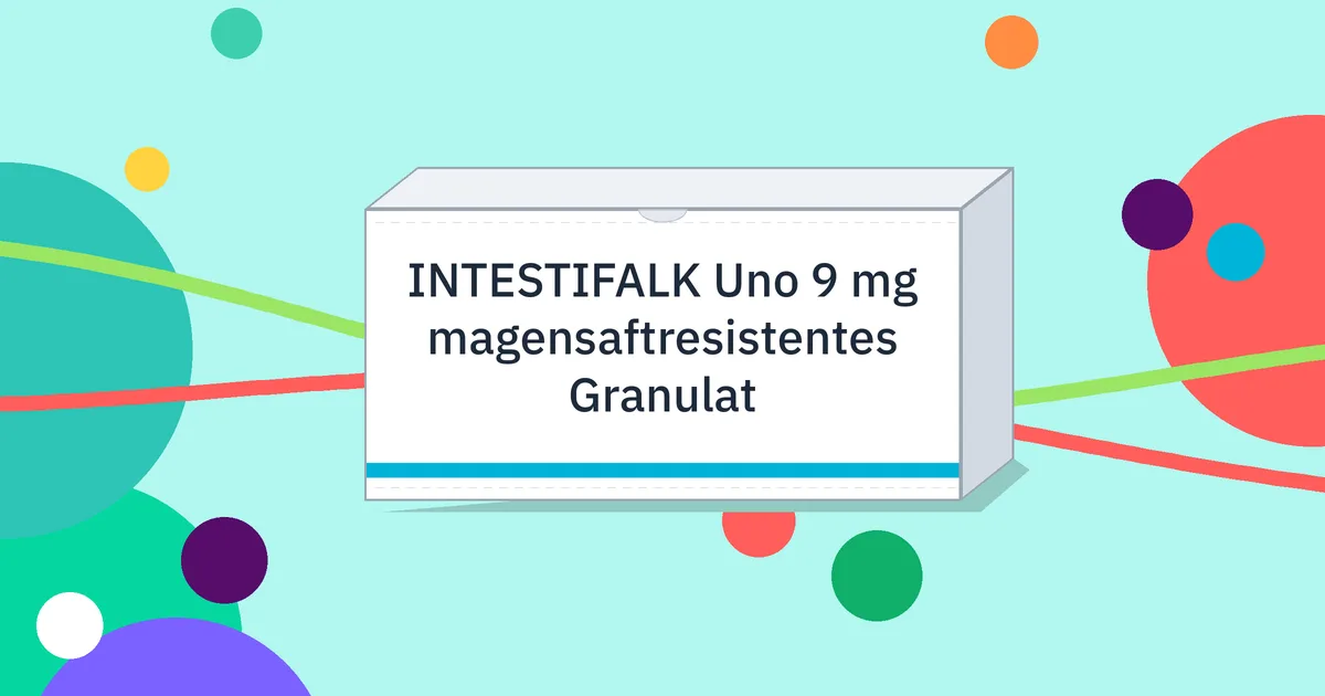 Symbolbild: Packung mit der Aufschrift INTESTIFALK Uno 9 mg magensaftresistentes Granulat (PZN 12573250) – Verfügbarkeit und Bezug in Apotheken in Frankfurt am Main