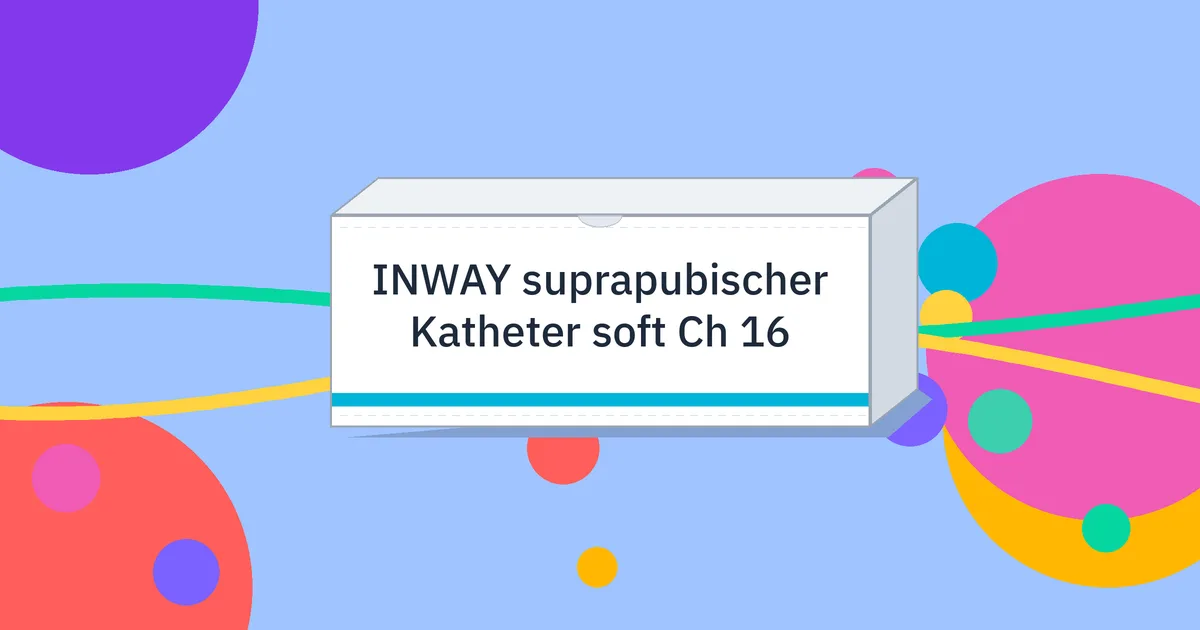 Symbolbild: Packung mit der Aufschrift INWAY suprapubischer Katheter soft Ch 16 (PZN 09736317) – Verfügbarkeit und Bezug in Apotheken in Frankfurt am Main