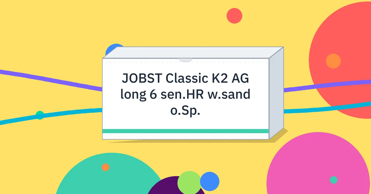 Symbolbild: Packung mit der Aufschrift JOBST Classic K2 AG long 6 sen.HR w.sand o.Sp. (PZN 17959563) – Verfügbarkeit und Bezug in Apotheken in Frankfurt am Main