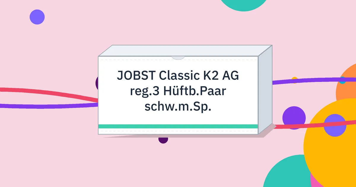 Symbolbild: Packung mit der Aufschrift JOBST Classic K2 AG reg.3 Hüftb.Paar schw.m.Sp. (PZN 13066555) – Verfügbarkeit und Bezug in Apotheken in Frankfurt am Main