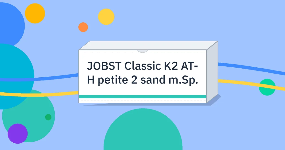 Symbolbild: Packung mit der Aufschrift JOBST Classic K2 AT-H petite 2 sand m.Sp. (PZN 13159765) – Verfügbarkeit und Bezug in Apotheken in Frankfurt am Main