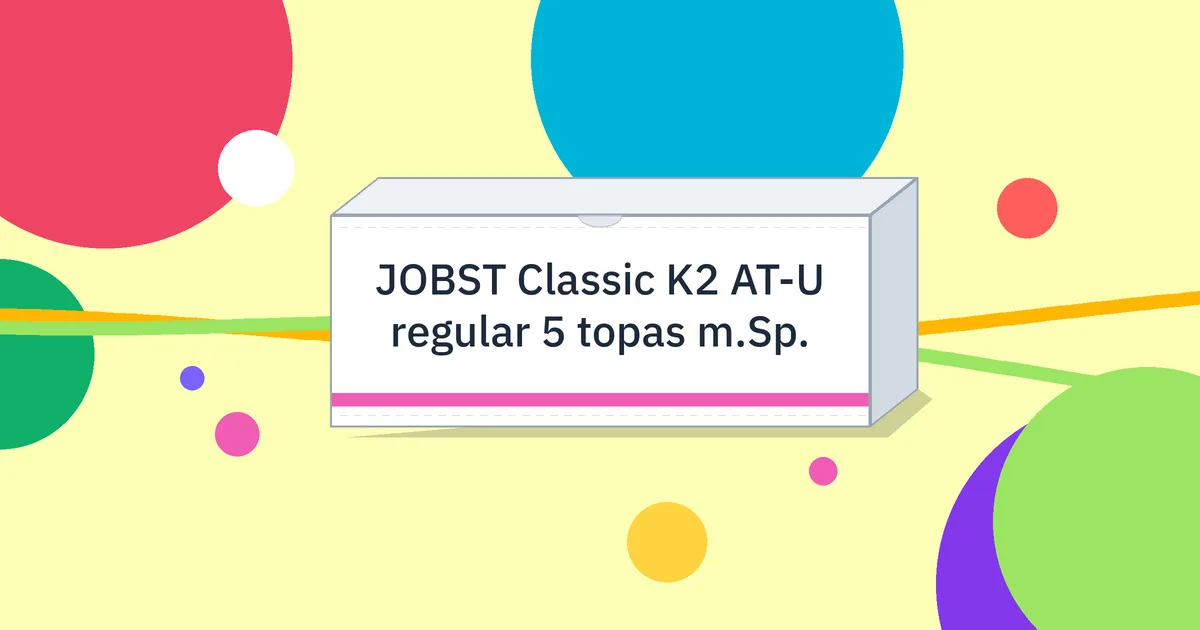 Symbolbild: Packung mit der Aufschrift JOBST Classic K2 AT-U regular 5 topas m.Sp. (PZN 13069453) – Verfügbarkeit und Bezug in Apotheken in Frankfurt am Main